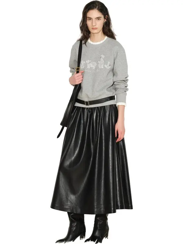 Fabrique Esther Detachable Lace Collar Layered Sweatshirt - Grey