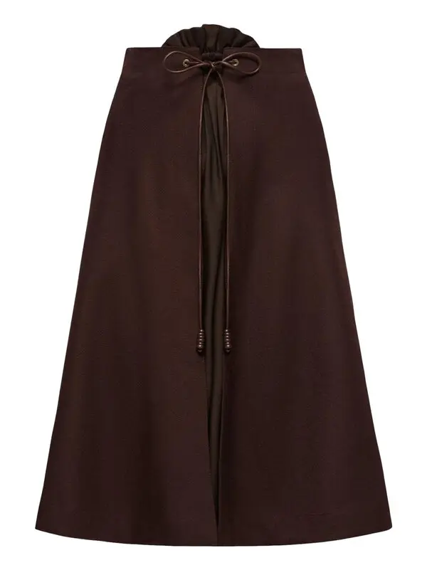 Moncler Wool Gabardine Midi Skirt - Brown