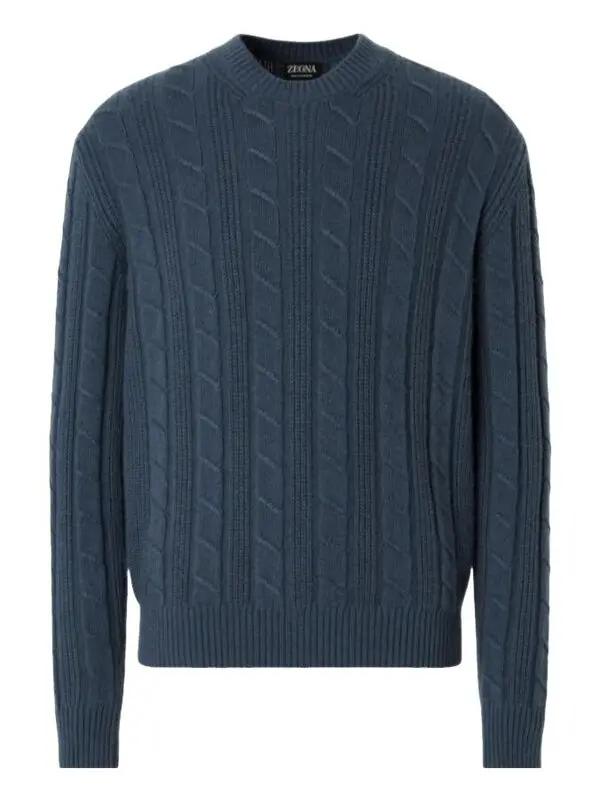 Zegna Melange Oasi Cashmere Crewneck - Light Blue
