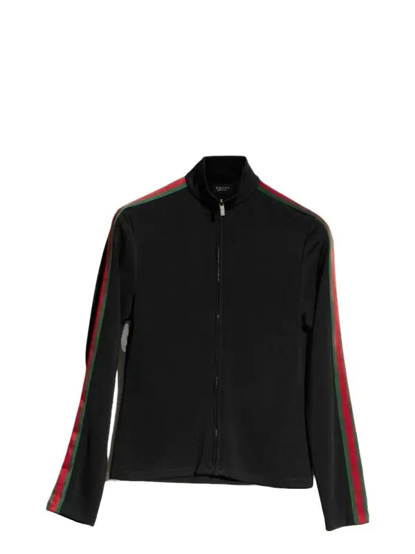 Gucci Viscose Jersey Zip Jacket With Web - Black