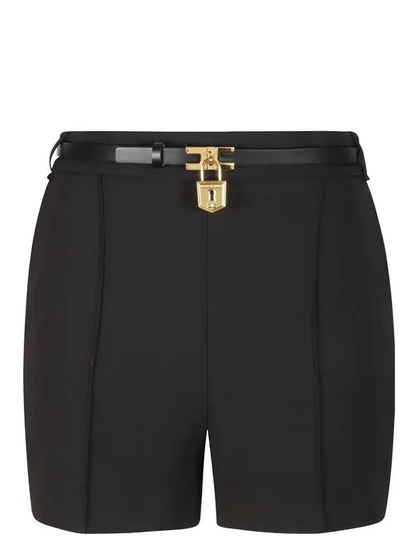 Elisabetta Franchi Belted Crêpe Shorts - Black