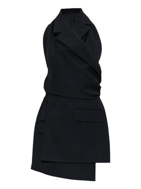 Dries Van Noten Backless Wool Twill Top - Black