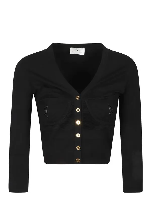 Elisabetta Franchi Bustier-style V-neck Cardigan - Black