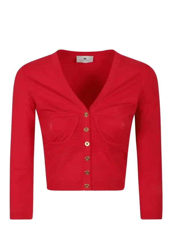 Elisabetta Franchi Corset-style V-neck Cardigan - Red