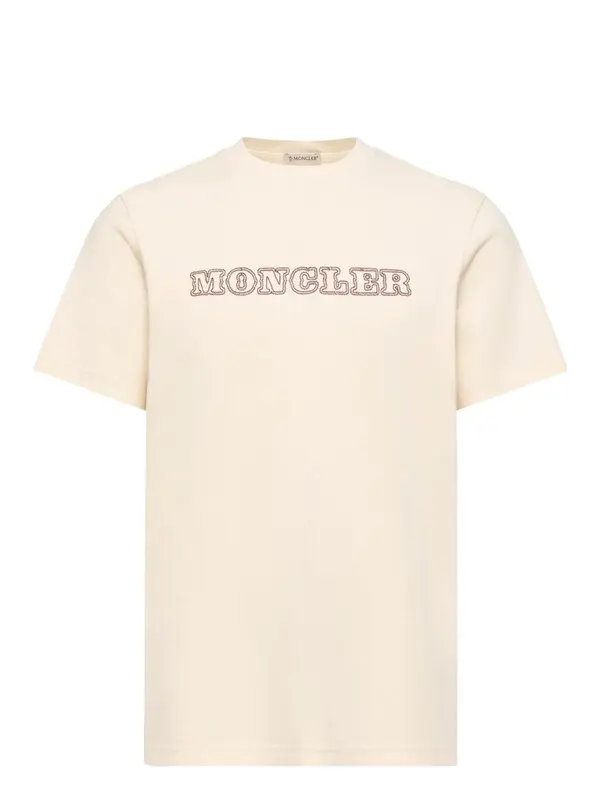 Moncler Logo Cotton Jersey T-shirt - Cream