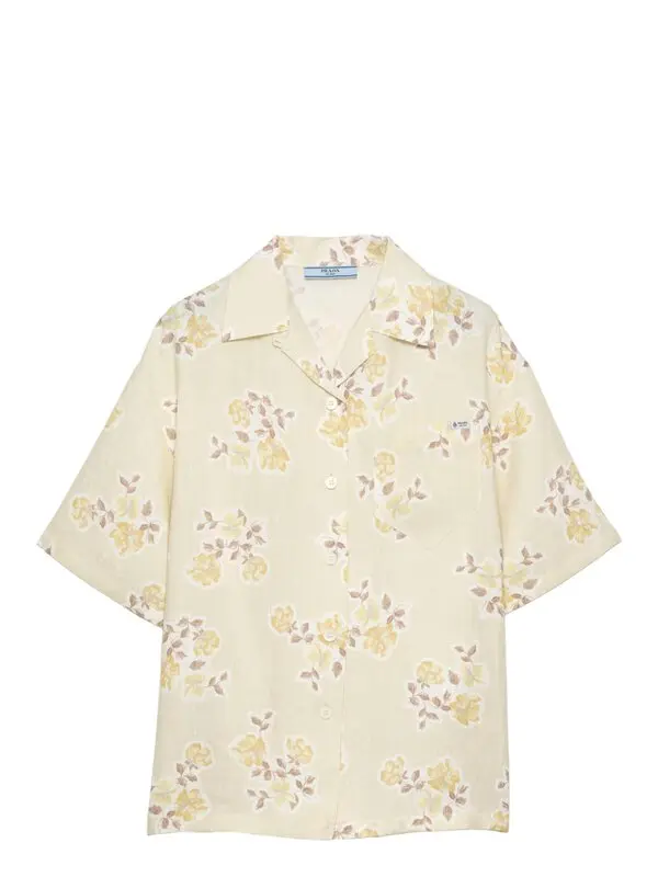 Prada Floral Print Old Linen Shirt - Vanilla