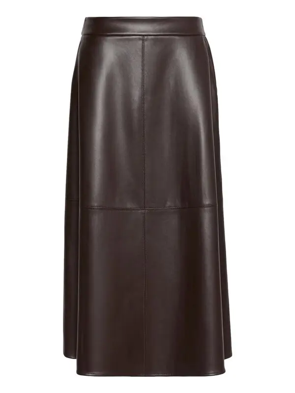 Max Mara Nordica Faux Leather Midi Skirt - Brown