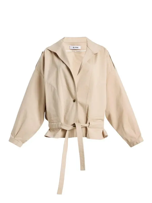RE/DONE Debbie Belted Cotton-blend Jacket - Khaki
