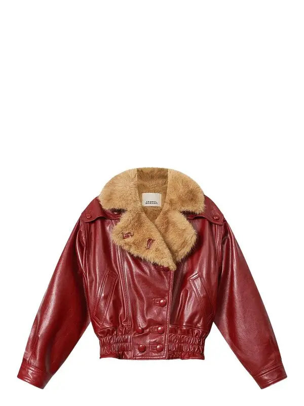 Isabel Marant Étoile Valina Leather Coat - Deep Red