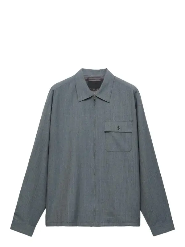 Prada Zip-front Shirt - Uniform Grey