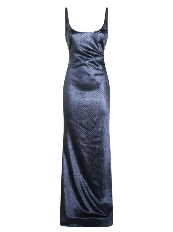 Elisabetta Franchi Bow-back Satin Maxi Dress - Blue