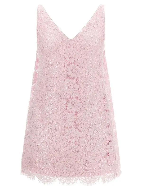 SELF-PORTRAIT Sequin Lace Dress - Pink