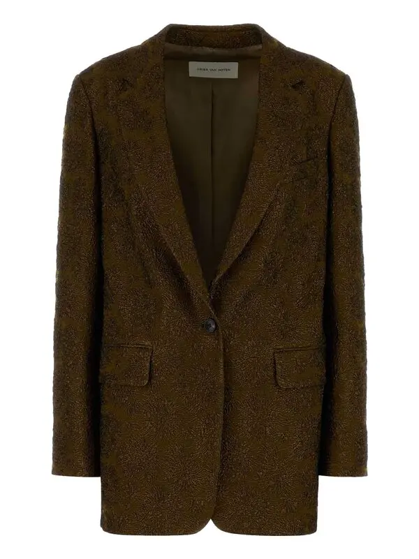 Dries Van Noten Bronze Jacquard Blazer - Silver