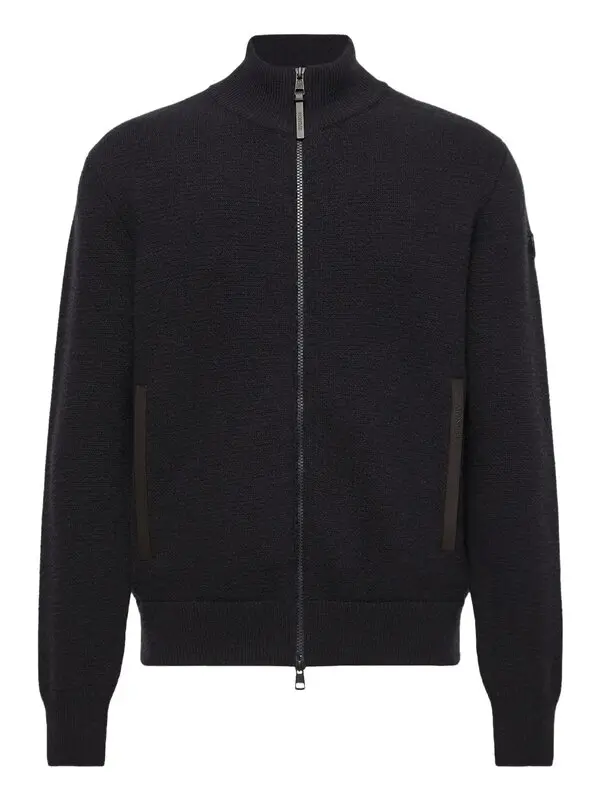 Moncler Wool & Cashmere Blend Zip-up Cardigan - Blue