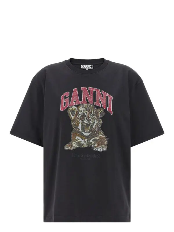 GANNI Tiger' T-shirt - Black