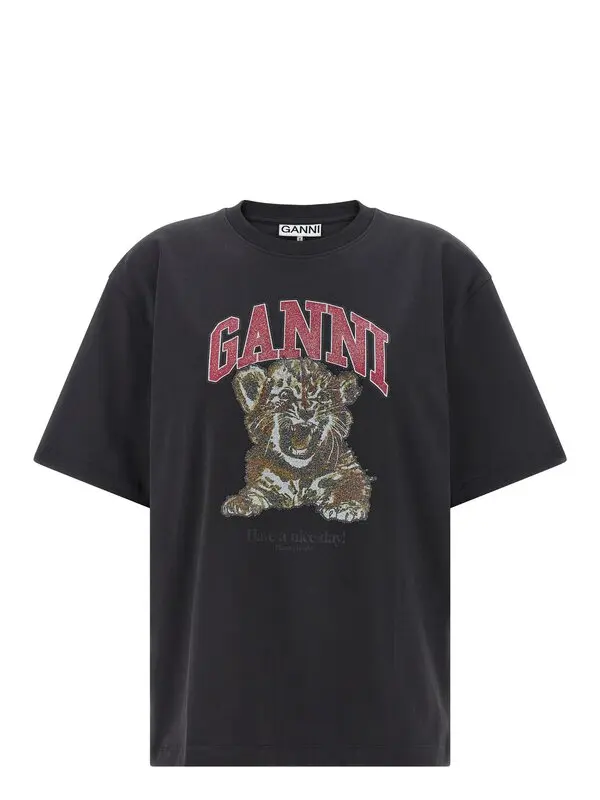 GANNI Tiger' T-shirt - Black