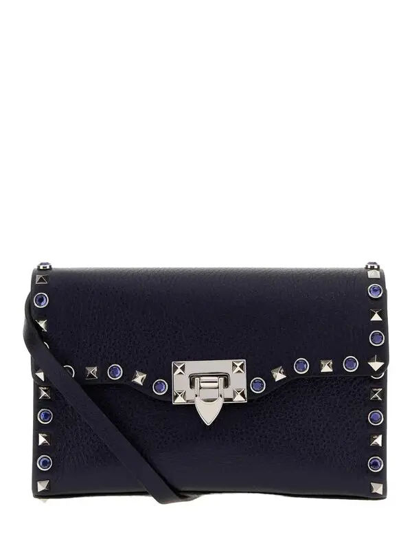 Valentino Garavani Navy Leather Rockstud Crossbody Bag - Blue