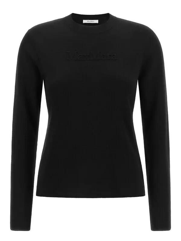Max Mara Manto' Sweater With Embossed Logo - Black