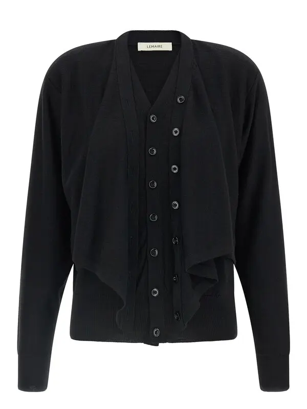 LEMAIRE Trompe L'oeil Construction Cardigan - Black