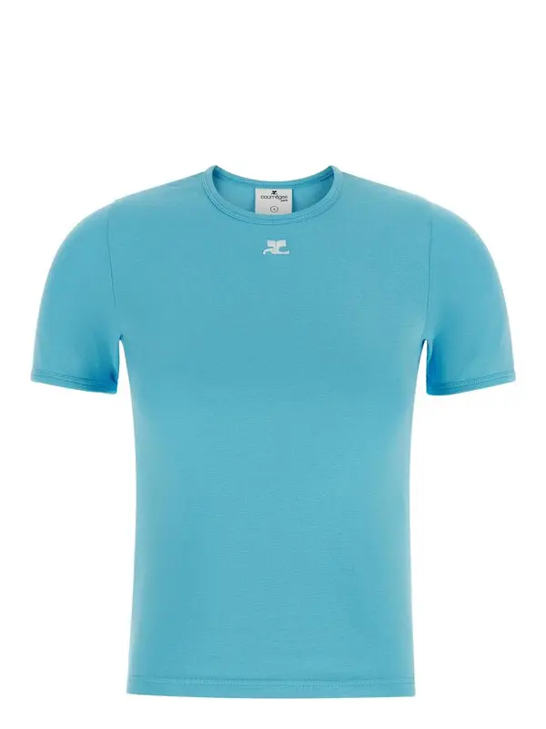 COURREGES Signature Contrast' T-shirt - Blue