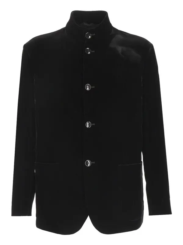 Giorgio Armani Mandarin Collar Blazer - Black