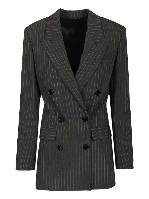 Isabel Marant Étoile Double-breasted Pinstriped Blazer - Gray