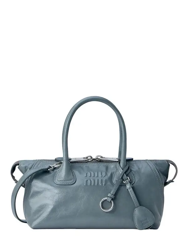 Miu Miu Leather Top Handle Bag - Gray