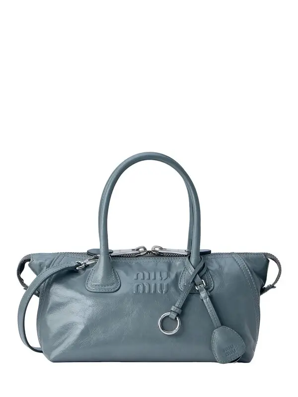 Miu Miu Leather Top Handle Bag - Gray