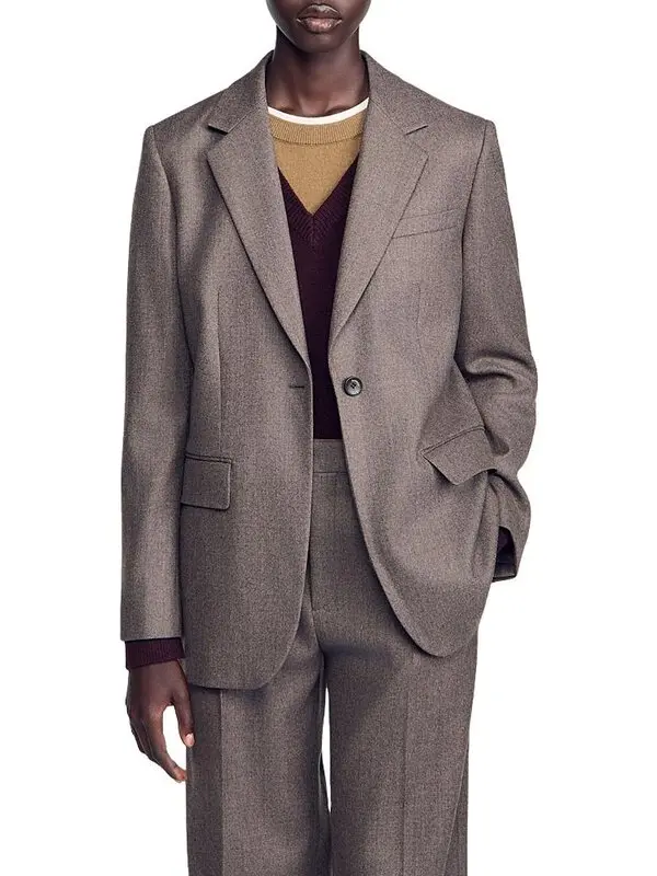 Sandro Alix Wool Blazer - Greige