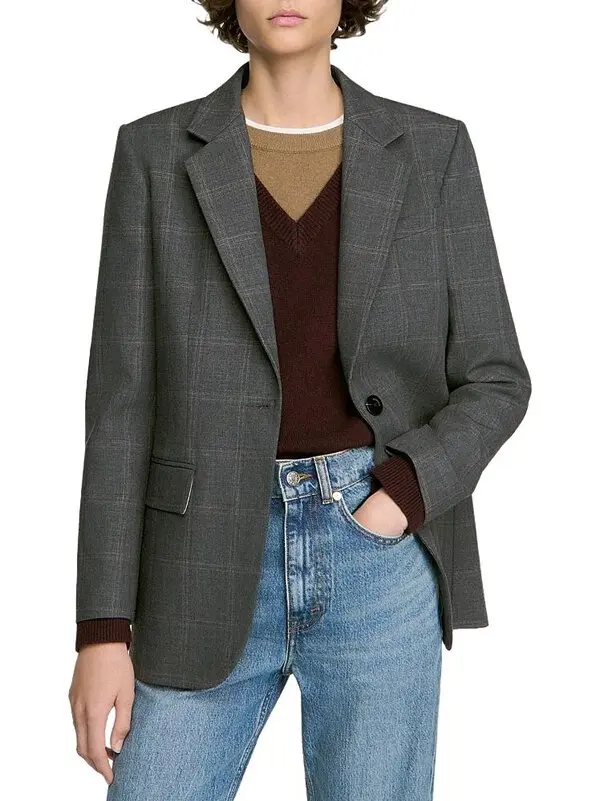 Sandro Saveria Tailored Blazer - Grey