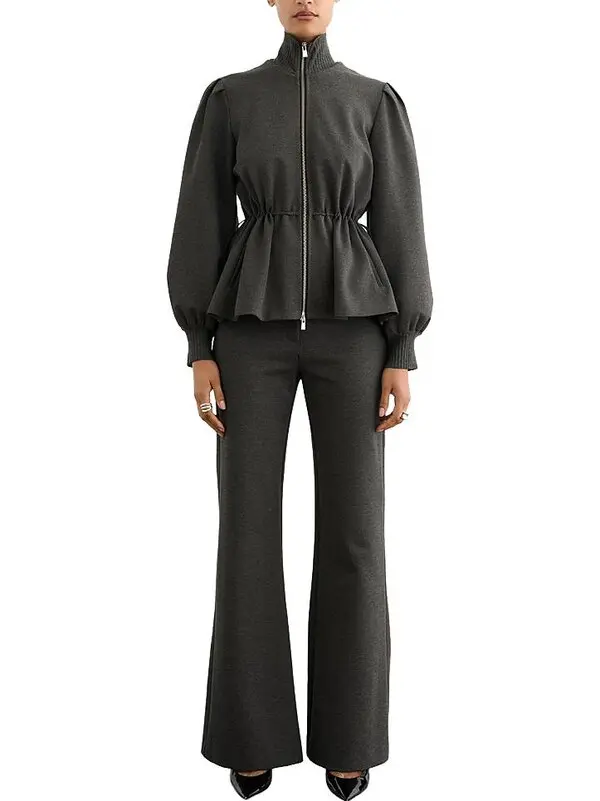 TOCCIN Ida Zip Front Mock Neck Jacket - Shadow