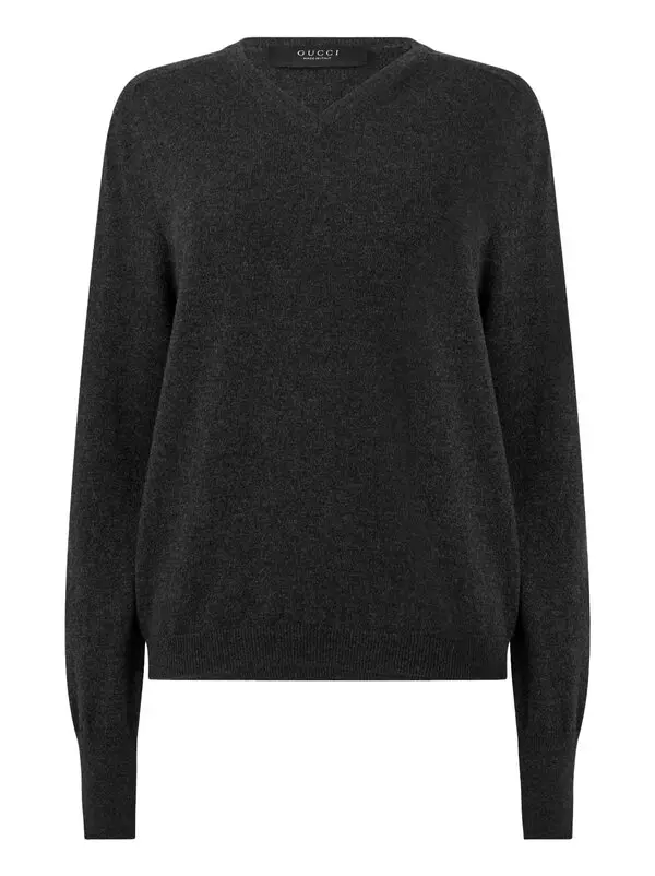 Gucci Vneck Longsleeve Knit Top - Grey