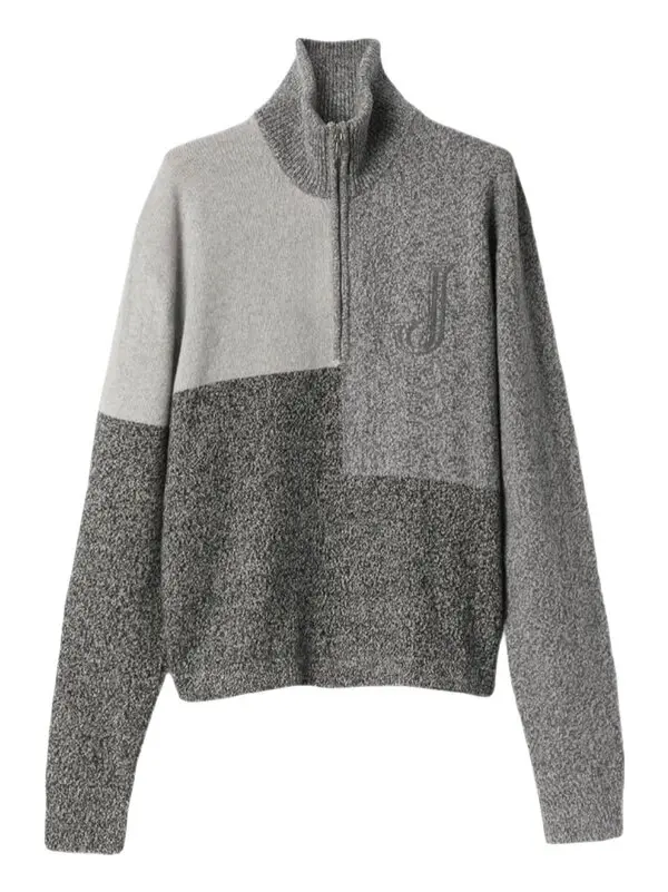 Jacquemus Color Block Half Zip Knitted Sweater - Multi-grey