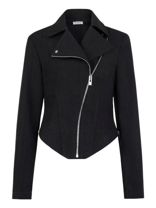 Alaïa Wool Denim Biker Jacket - Night