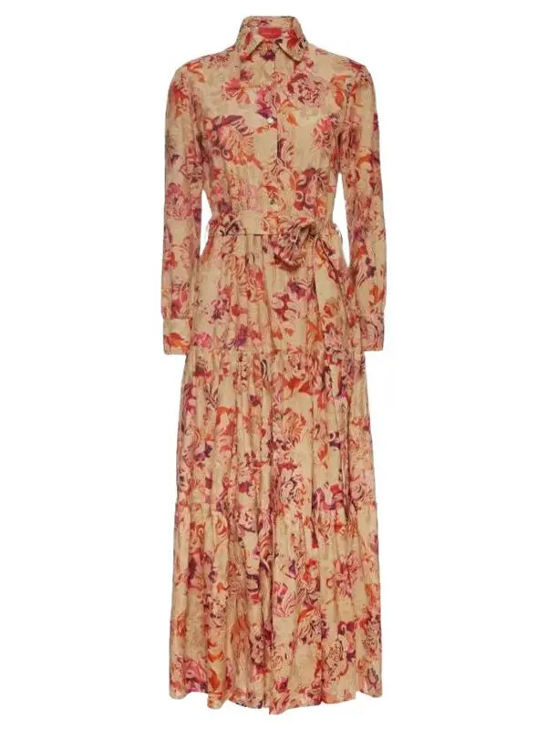 La DoubleJ Bellini Floral-print Shirt Dress - Nude