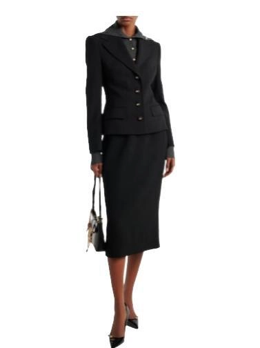 Dolce & Gabbana Virgin Wool Pencil Skirt - Black