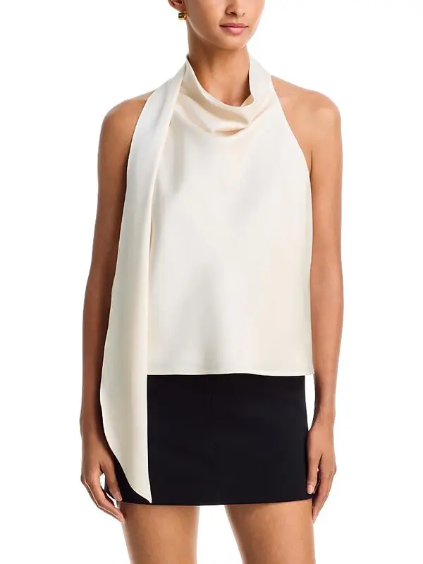 Aqua Sleeveless Scarf Neck Top Exclusive - Ivory