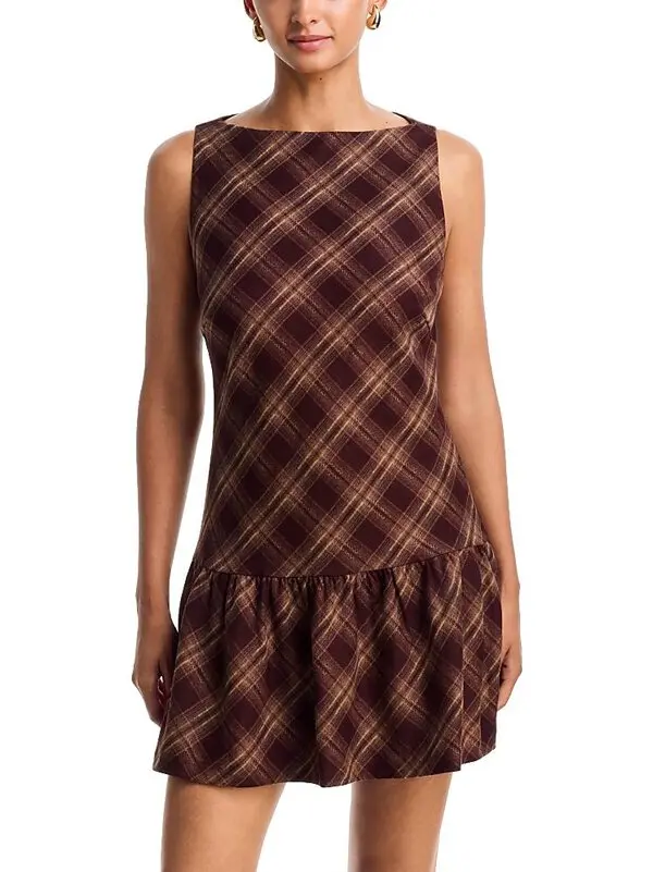 Aqua Drop Waist Sleeveless Mini Dress Exclusive - Brown