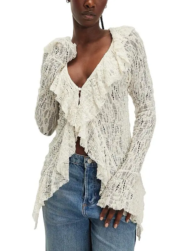 Free People Laney Lace Cardigan Sweater - Ivory