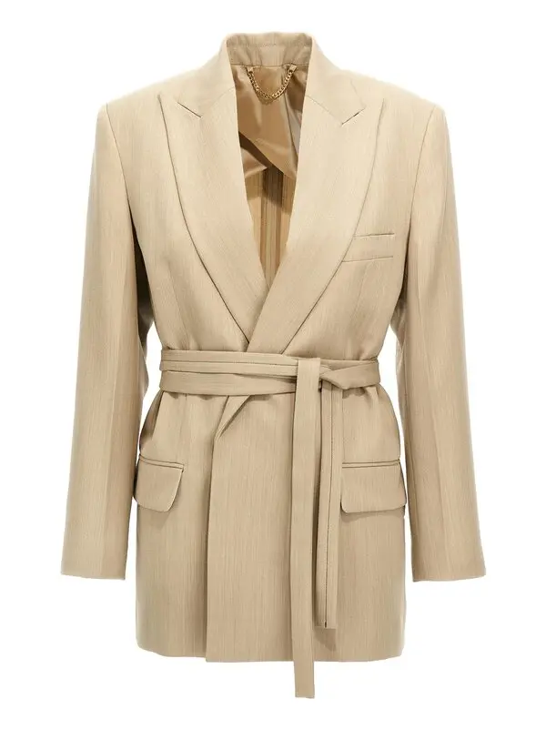 Victoria Beckham Belted Blazer - Beige