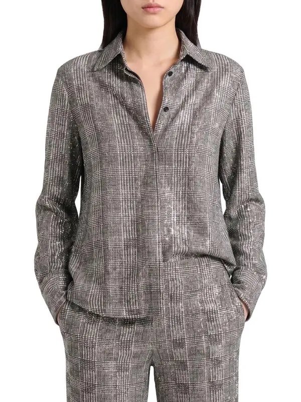 Ermanno Scervino Prince Of Wales Print Viscose Shirt With French Collar - Grey