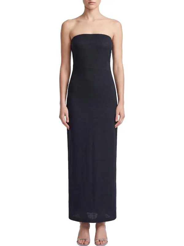 Issey Miyake High-waisted Blue Cotton Blend Long Pencil Skirt - Navy