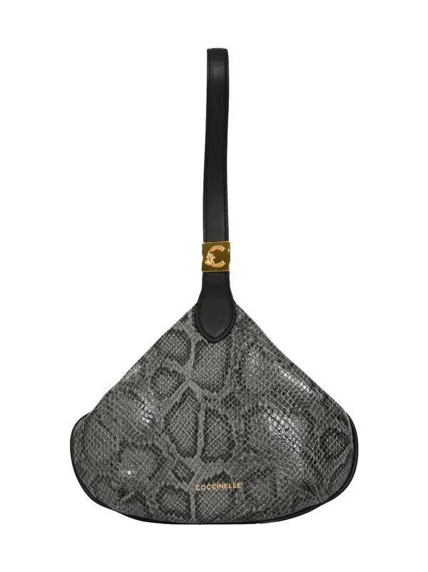 COCCINELLE Python-print Leather Mini Handbag With Wrist Strap - Grey
