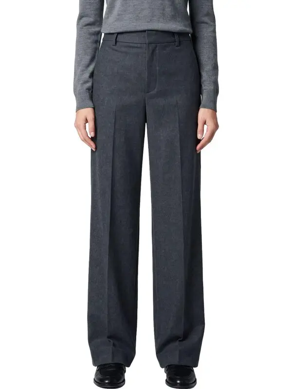 PT TORINO Mid-rise Wool Wide-leg Trousers - Grey