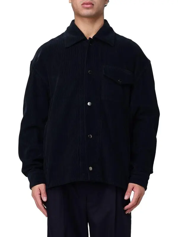 PAOLO PECORA Regular Fit Shirt Jacket In Corduroy With Flap Pockets - Blue