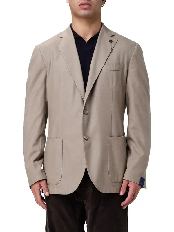 SANTANIELLO Single-breasted Wool Blend Blazer With Patch Pockets - Brown