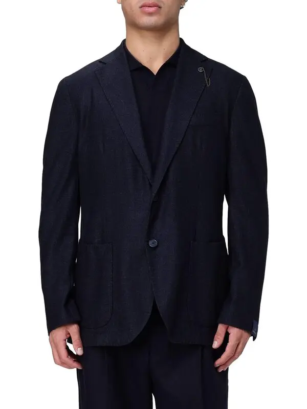 SANTANIELLO Single-breasted Wool Blend Blazer With Patch Pockets - Green