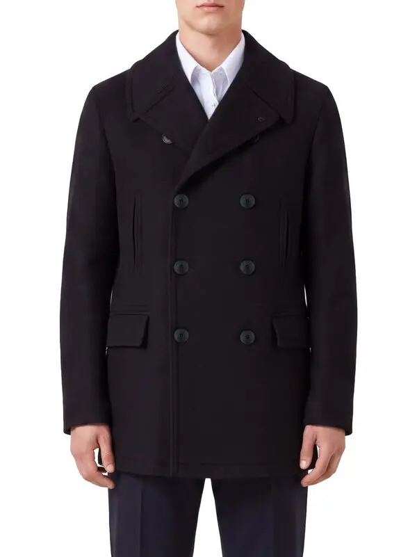Tagliatore Double-breasted Knee-length Wool Coat With Cuff Straps - Black