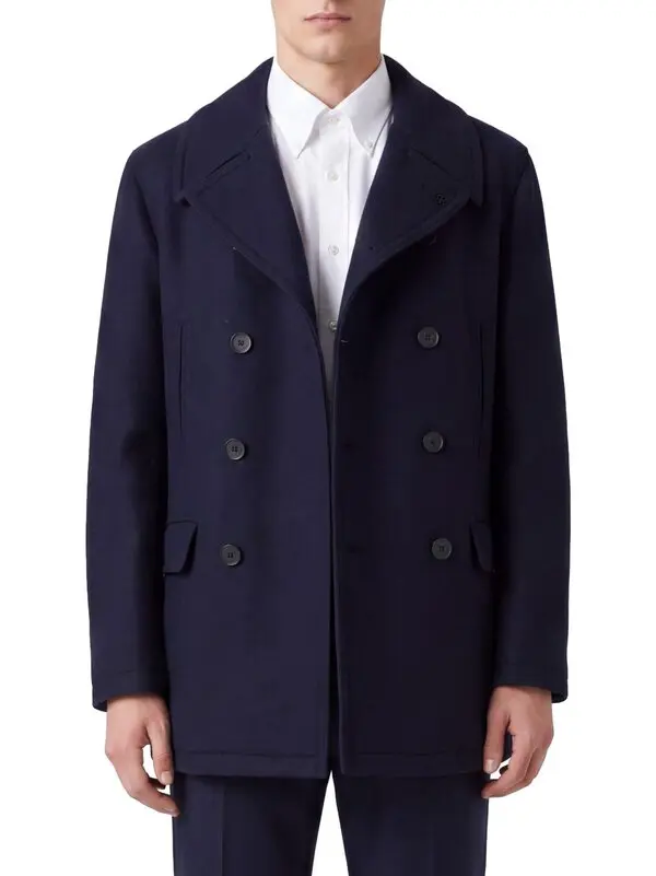 Tagliatore Double-breasted Knee-length Wool Coat With Cuff Straps - Blue