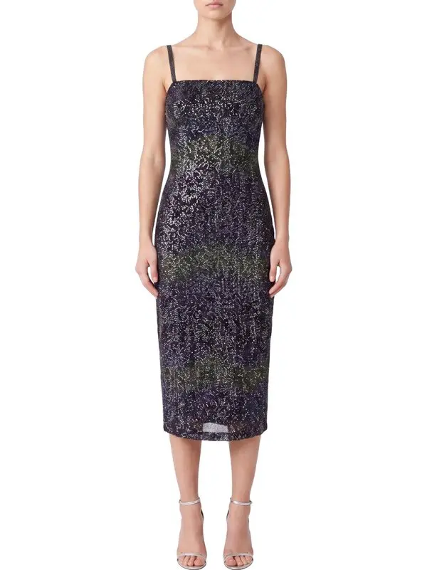 Missoni Lurex Midi Sheath Dress With Sequins And Square Neckline - Black
